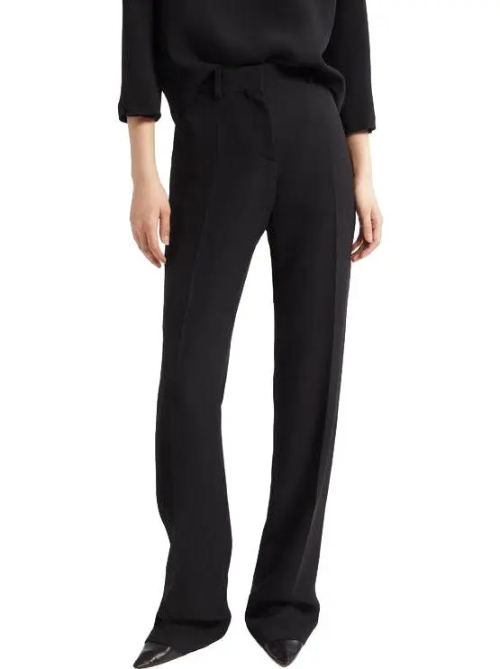 THE ROW Selvie Silk Straight Leg Trousers - Black