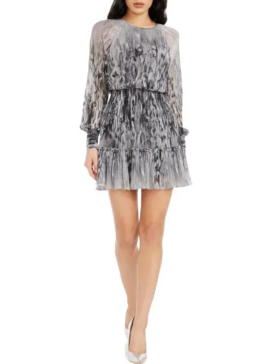 Dress The Population Aulden Metallic Print Cocktail Minidress - Dove Multi