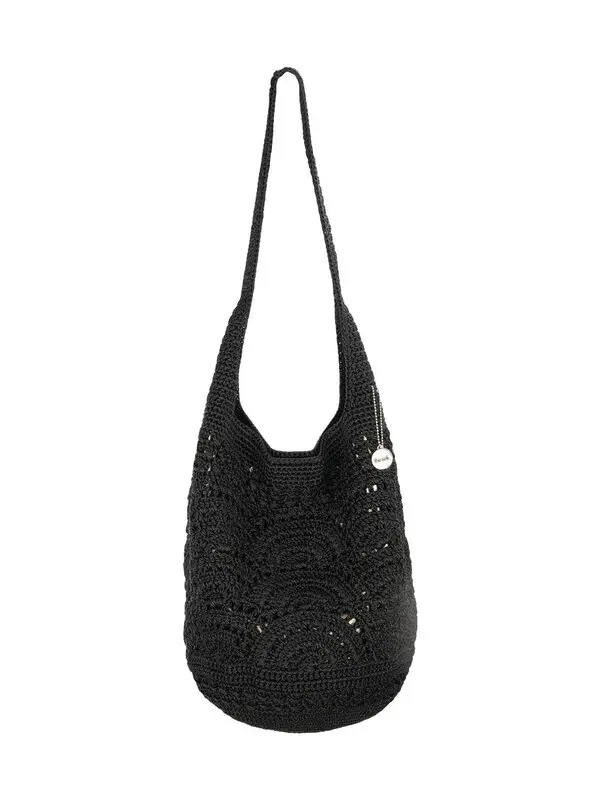 THE SAK Crochet Hobo Bag - Black Fan