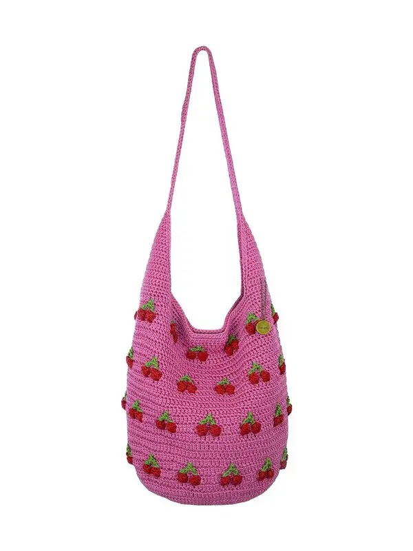 THE SAK Crochet Hobo Bag - Pink Cherries
