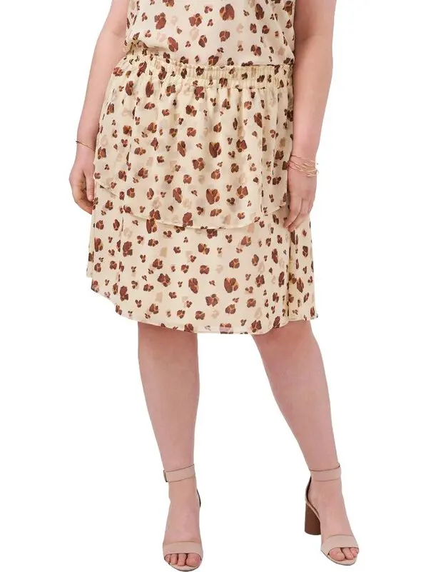 1.State Double Layer Skirt - Floating Leopard