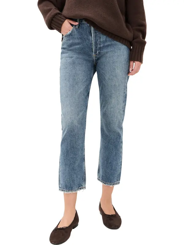 AGOLDE Riley High-rise Straight Crop Jeans - Frequency