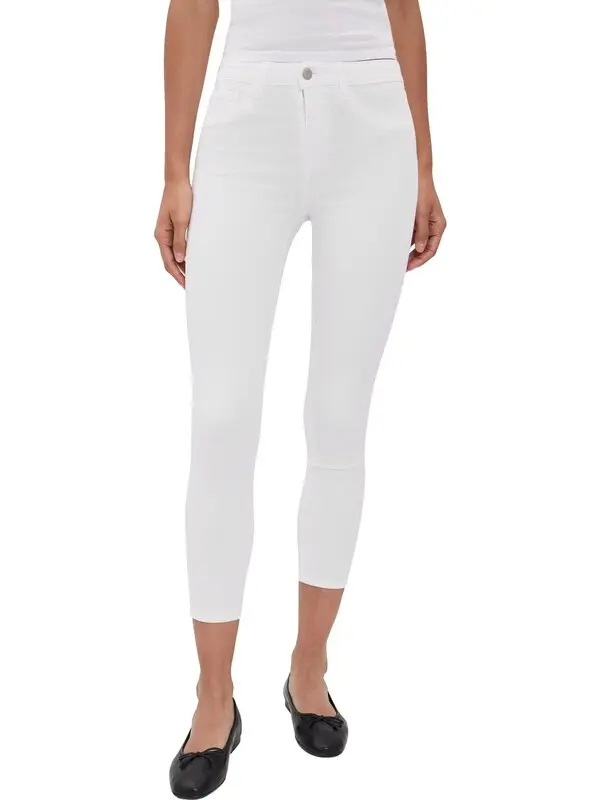 L'Agence Margot High Rise Skinny Jeans In Leopard Print - Blanc