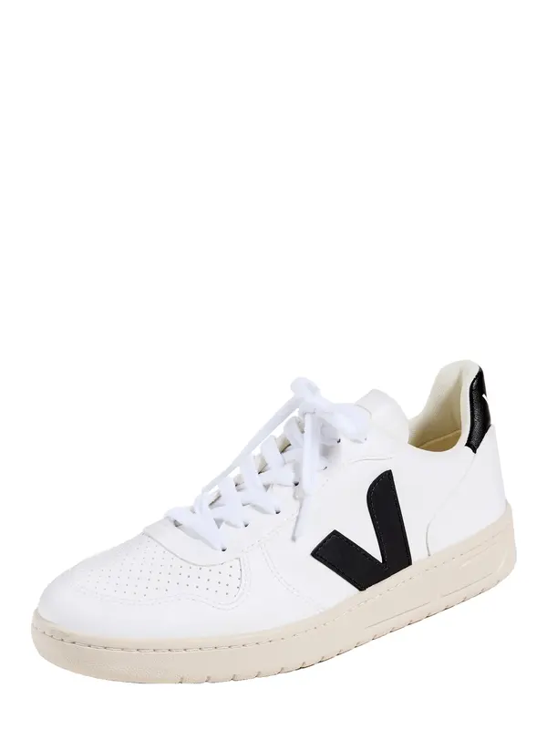 VEJA V-10 Lace Up Sneakers - White/black