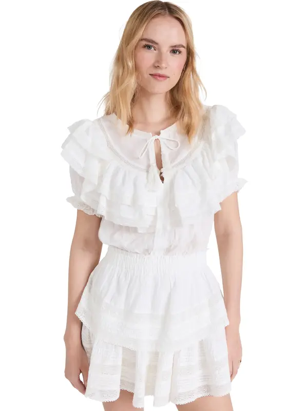 LoveShackFancy Liv Mini Dress - Antique White