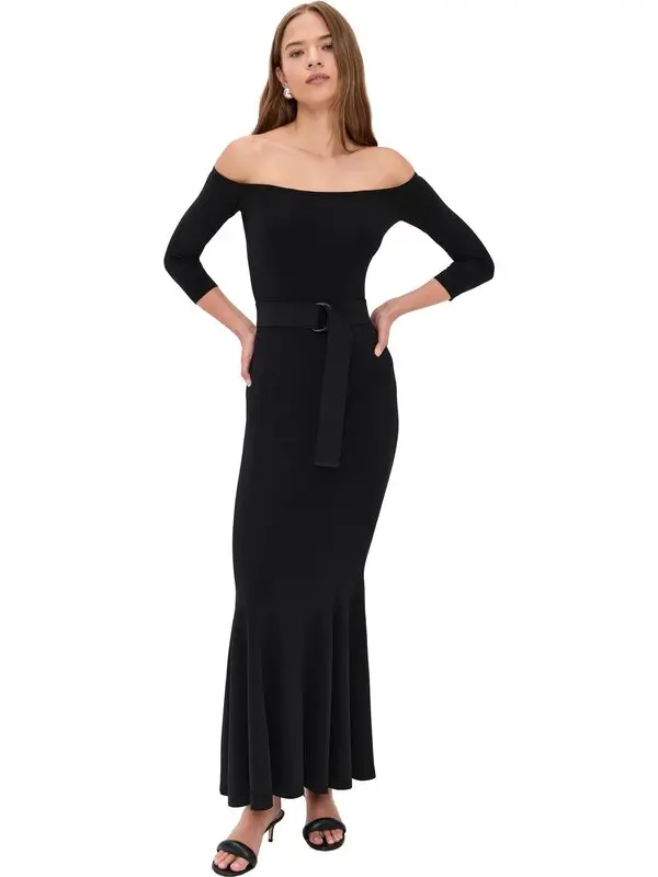 Norma Kamali Kamali Kulture Off-shoulder Fishtail Gown - Black