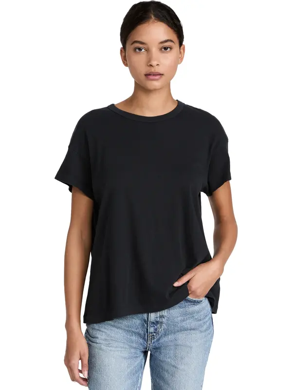 The Great. The Boxy Crew Tee - Almost Black
