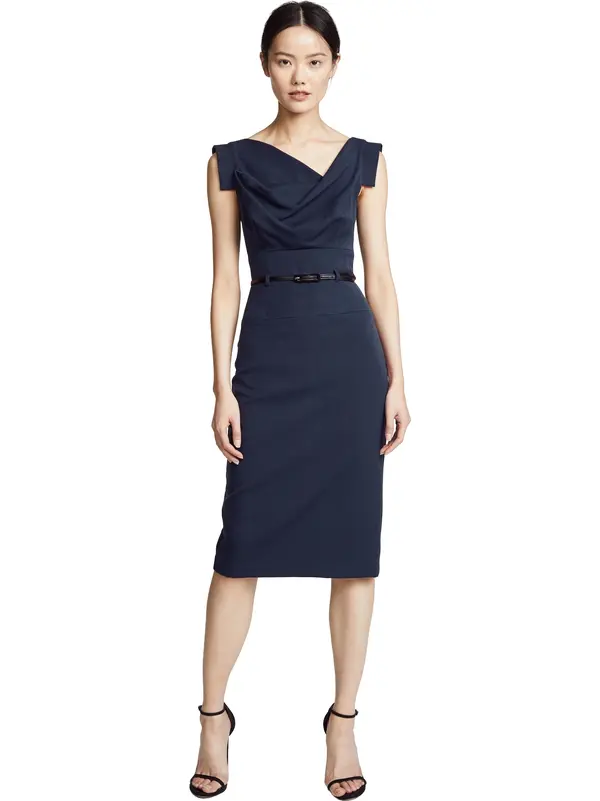 Black Halo Jackie O Belted Dress - Eclipse