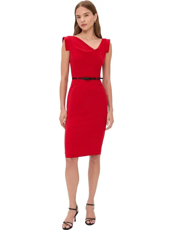 Black Halo Jackie O Belted Dress - Red