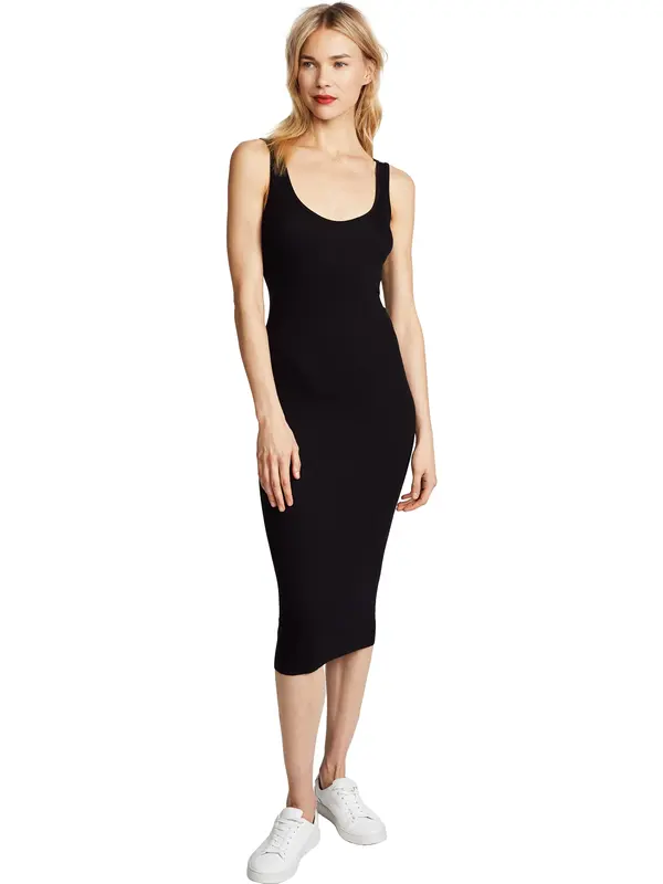 Enza Costa Ribbed Tank Dress - Black