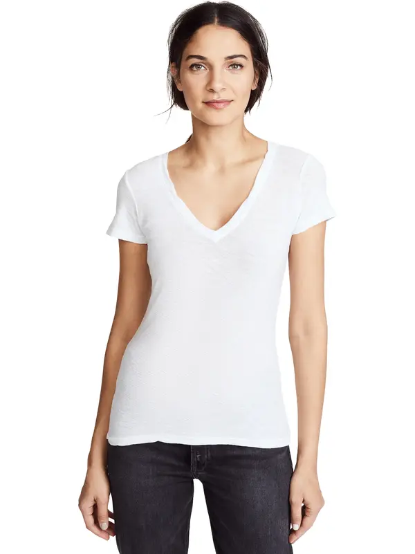 JAMES PERSE Slub V-neck T-shirt - White