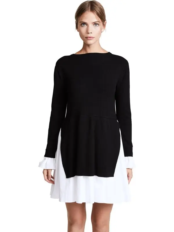 English Factory Knit Combo Mini Dress - Black