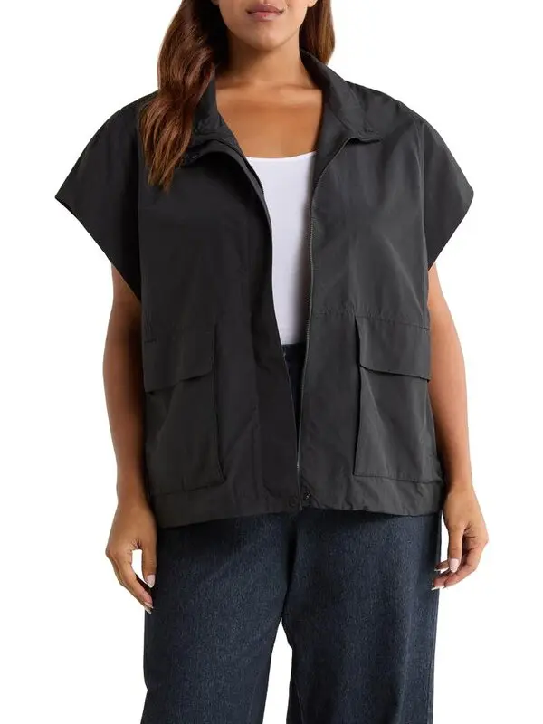 Eileen Fisher Stand Collar Recycled Blend Vest - Black
