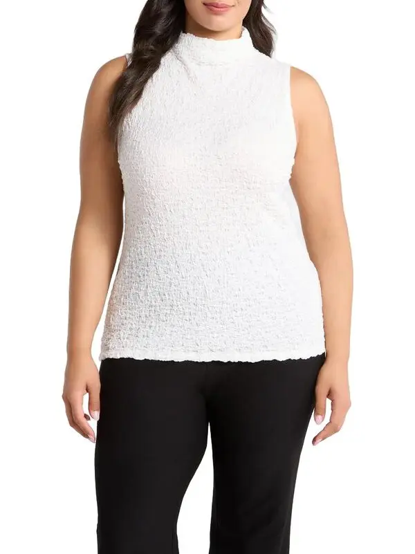 Eileen Fisher Textured Organic Cotton Blend Tank - Ivory