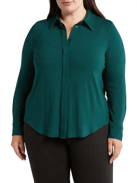 Universal Standard Elbe Button-up Shirt - Forest Green