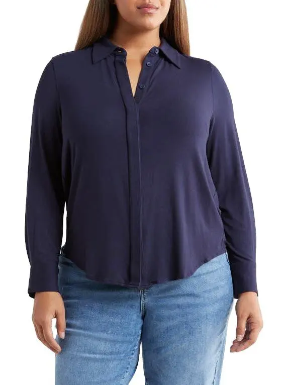 Universal Standard Elbe Button-up Shirt - Midnight