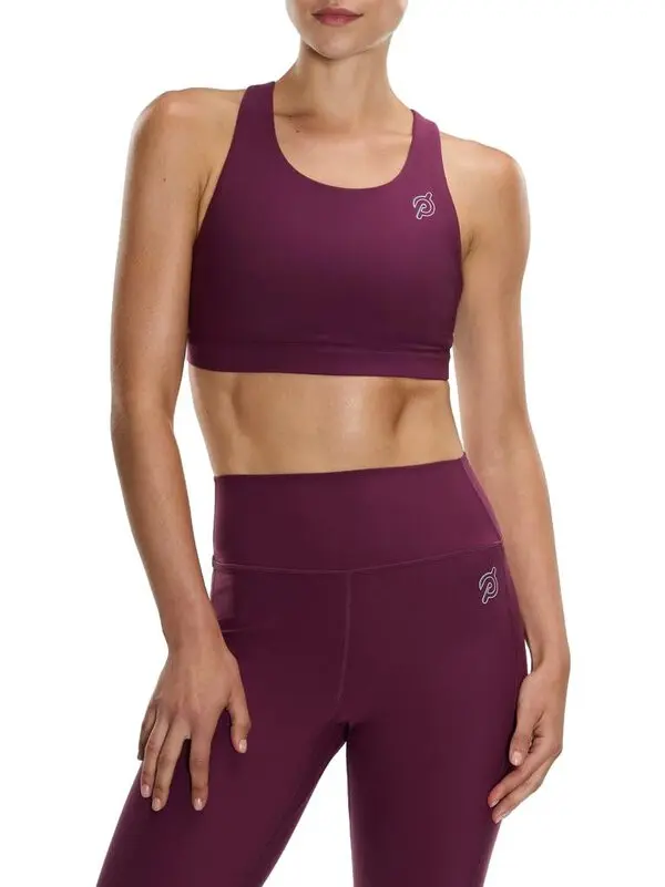 PELOTON Cadent Mid Neck V Strap Bra - Deep Plum