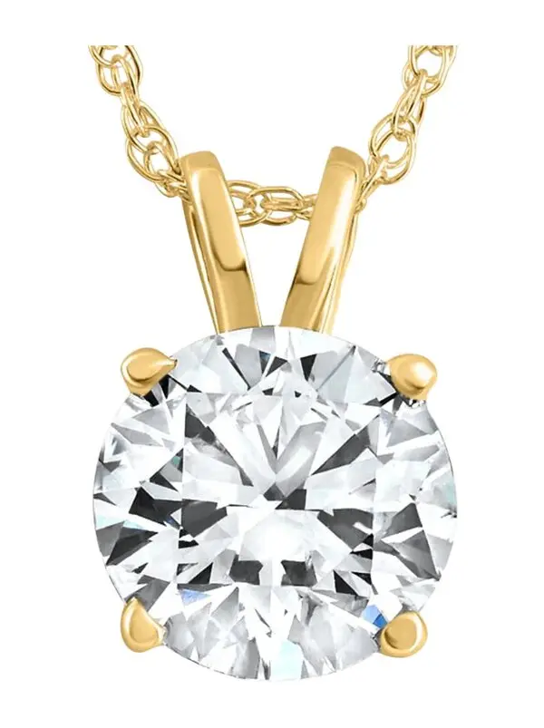 BLISS DIAMOND Certified 2.60ct Lab Grown Diamond Solitaire Pendant Necklace - Yellow Gold