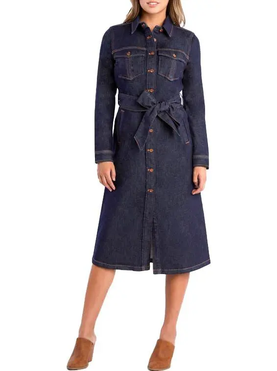WASH LAB DENIM Allura Long Sleeve Midi Shirtdress - Allura Blue