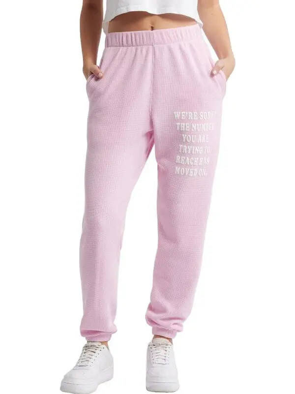 BOYS LIE 1-800 Revamped Slim Waffle Knit Graphic Joggers - Pink