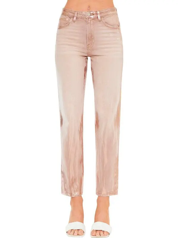 KANCAN Blaire High Rise Straight Jeans - Pink Reflective