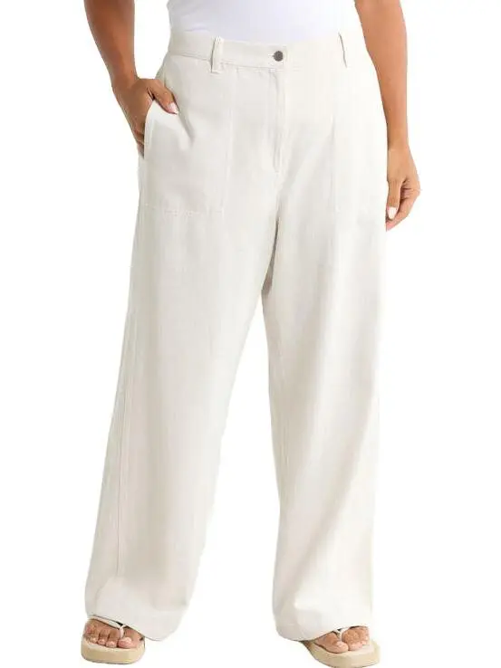 Eileen Fisher High Waist Wide Leg Organic Cotton Pants - Plstr