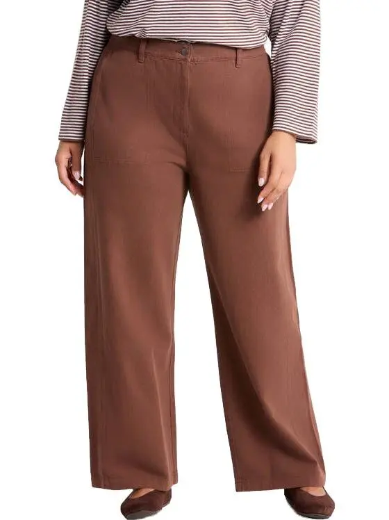 Eileen Fisher High Waist Wide Leg Organic Cotton Pants - Trufl