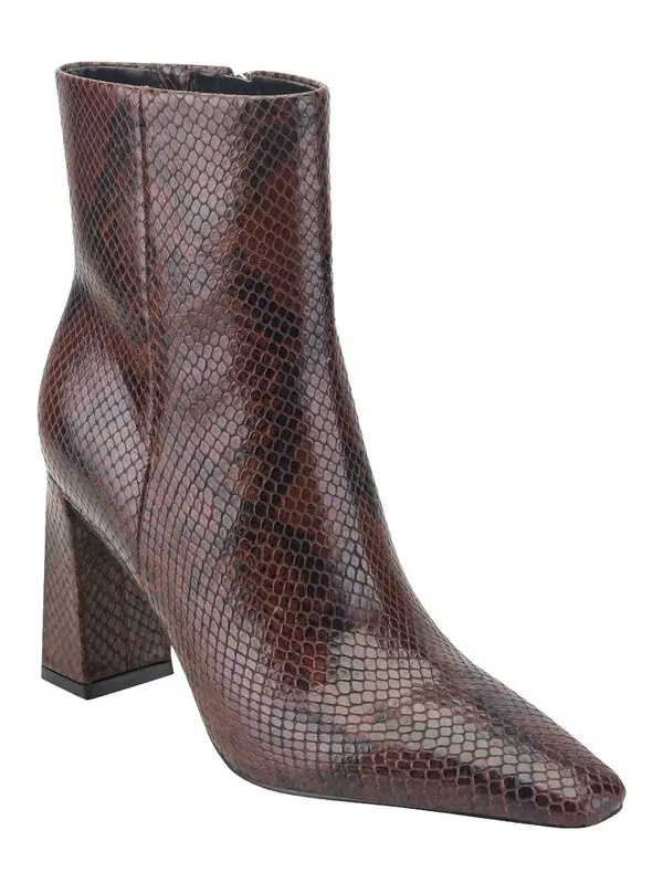 Marc Fisher Ellsie Suede Ankle Bootie With Chunky Heel - Dark Red