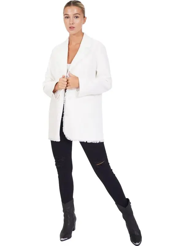 BELLE & BLOOM Young Blood Frayed Edge Blazer - Cream