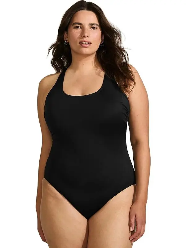 LANDS' END Tugless X-back One Piece Swimsuit - Black
