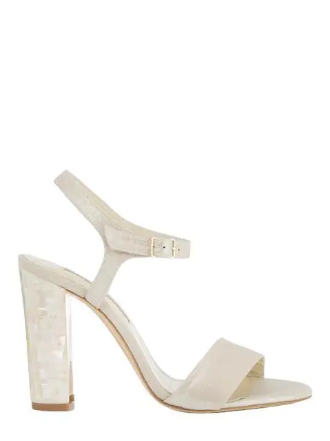 FREYA ROSE Martina Ankle Strap Pearl Heel Sandal - Champagne