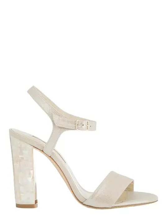 FREYA ROSE Martina Ankle Strap Pearl Heel Sandal - Champagne