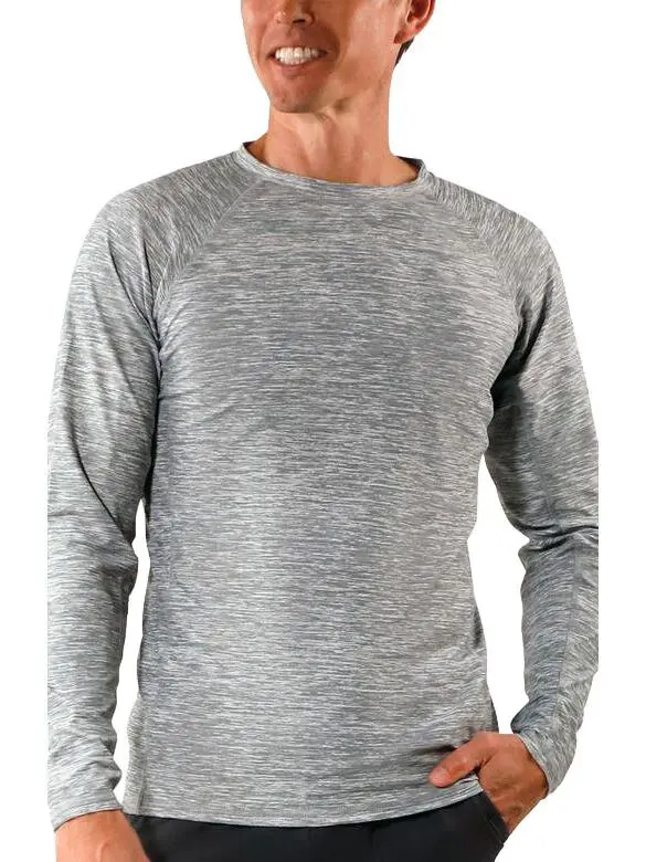 UV SKINZ Long Sleeve Crew Sun & Swim Shirt - Cool Grey Jaspe