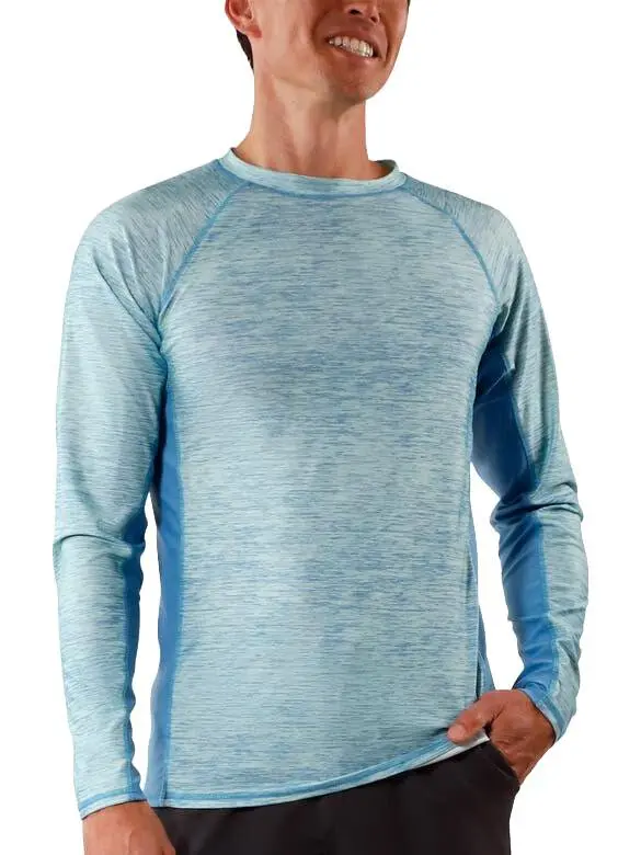 UV SKINZ Long Sleeve Crew Sun & Swim Shirt - Lagoon Jaspe/lagoon