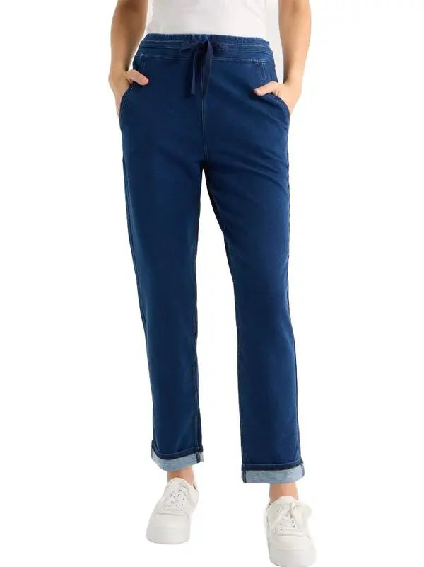 Hue Drawstring Denim Joggers - Medium Wash