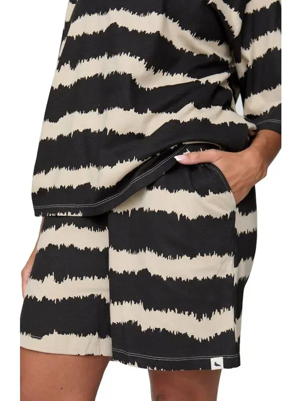 TURTLEDOVE LONDON Organic Cotton Audrey Printed Shorts - Black Stripes