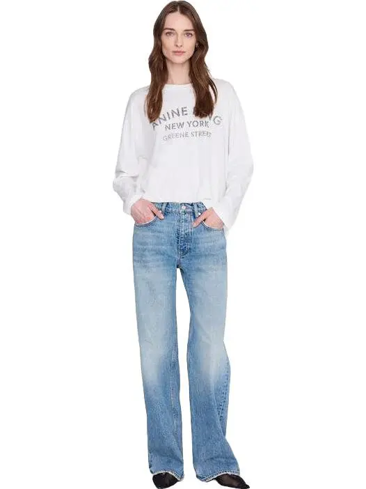 ANINE BING Ivan New York Stencil Long Sleeve - Ivory