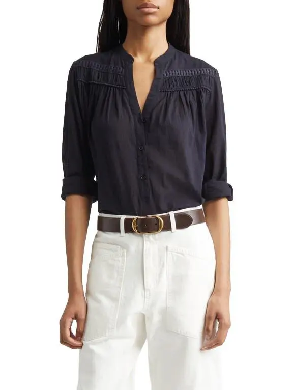 NILI LOTAN Clarys Shirred Yoke Top - Midnight