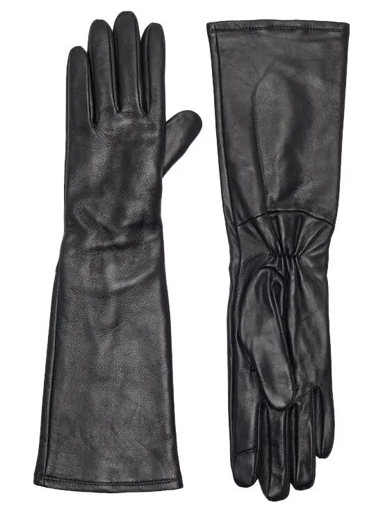 Nordstrom Elongated Leather Gloves - Black