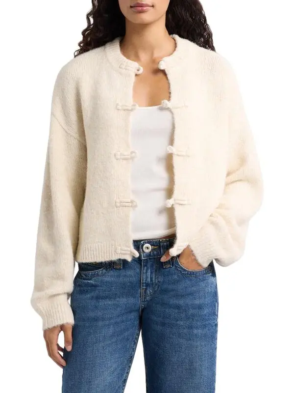 BDG URBAN OUTFITTERS Knot Fastening Cardigan - Cream