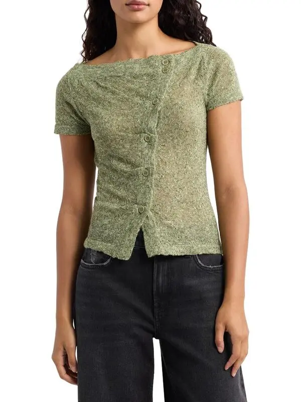 BDG URBAN OUTFITTERS Rue Asymmetrical Button Top - Khaki