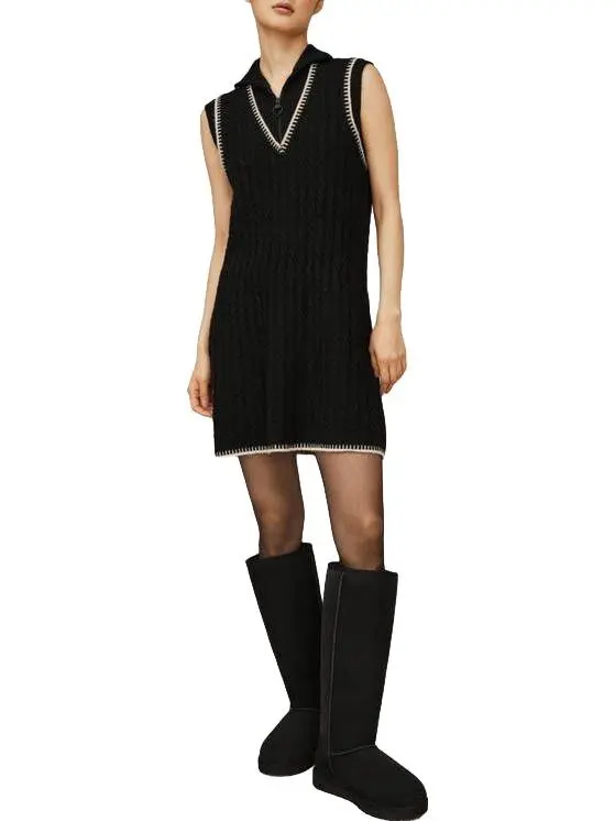 UGG Rylynn Sleeveless Quarter-zip Cable-knit Minidress - Black