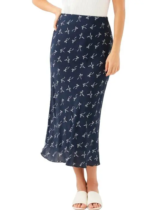 Karen Kane Bow Bias Cut Midi Skirt - Print