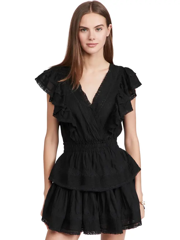 LoveShackFancy Gwen Mini Dress - Black