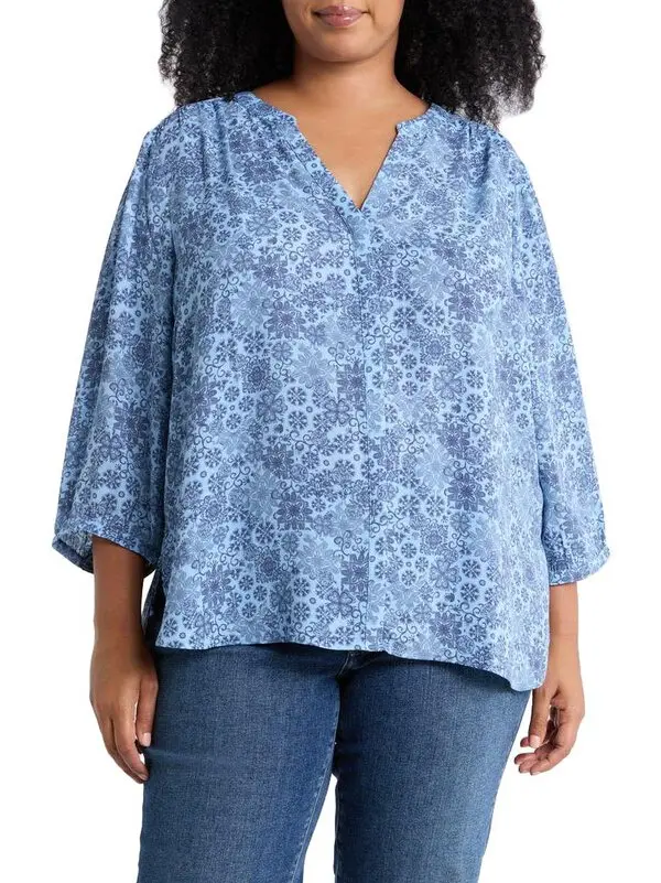 NYDJ Pintuck Top - Blue Dusk Crystals