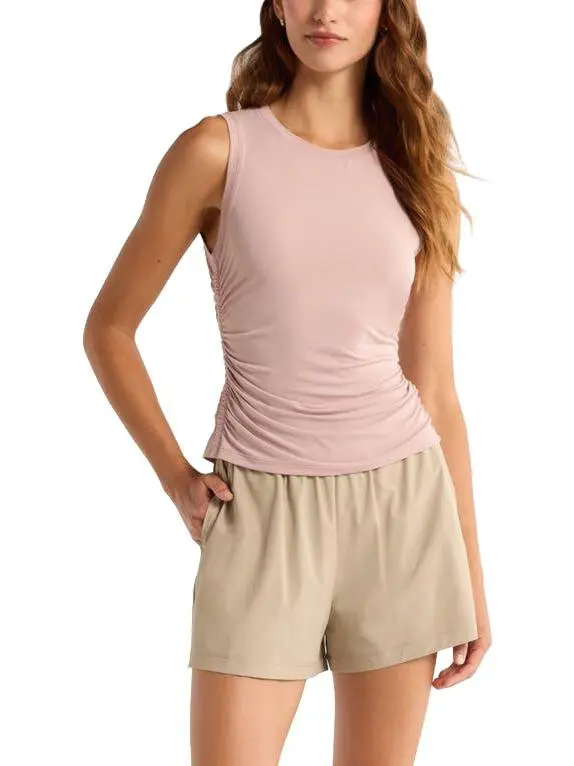 Zella Ruched Performance Tank - Pink Fawn