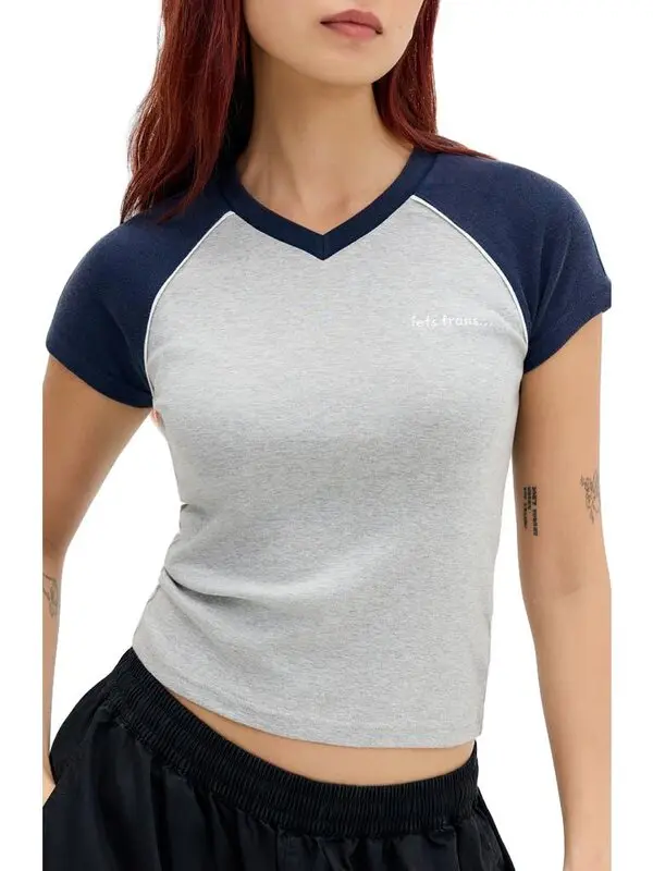 IETS FRANS V-neck Piped Baby T-shirt - Grey