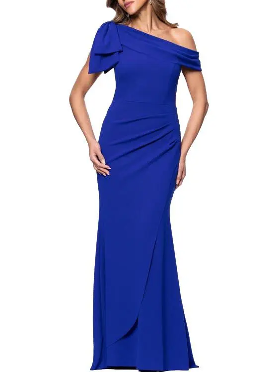 XSCAPE EVENINGS Bow Detail One-shoulder Mermaid Gown - Marine