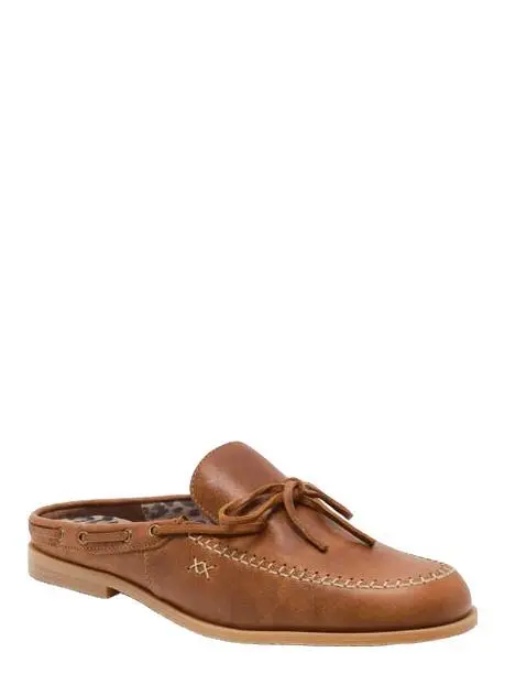 Free People Seas The Day Leather Loafer Mule - Luggage
