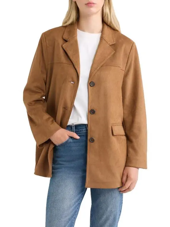24COLOURS Faux Suede Blazer - Brown
